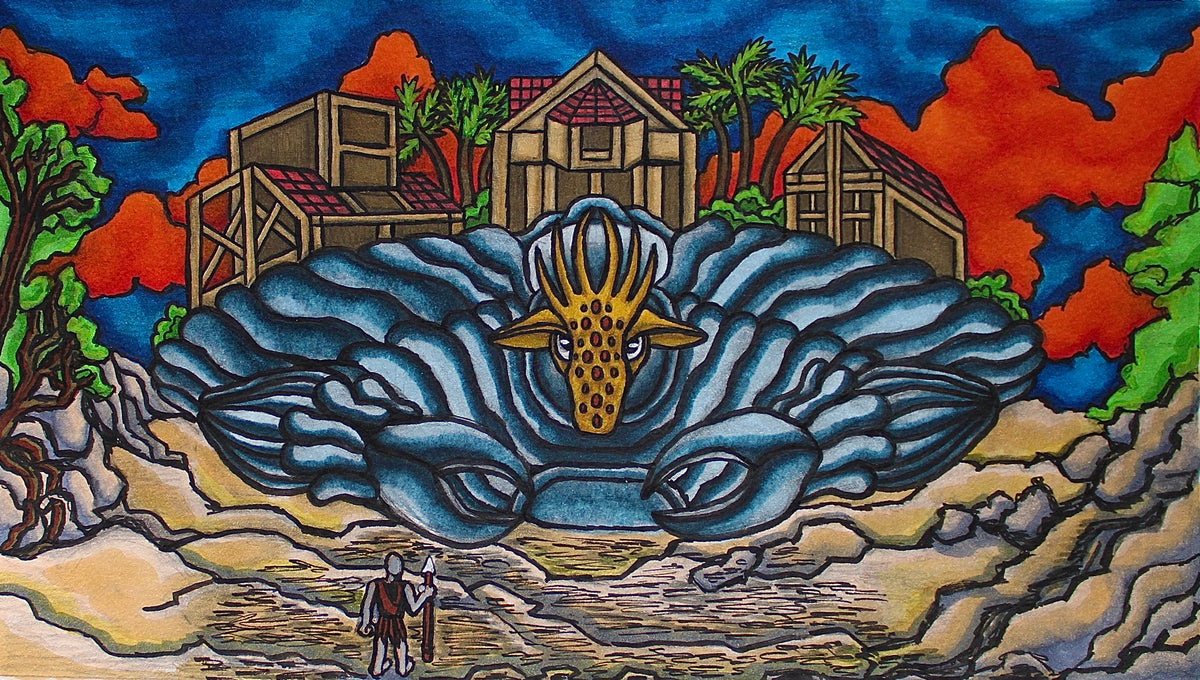 "Oasisaur Flying Fortress Base " Original Painting – Reid's Into Art