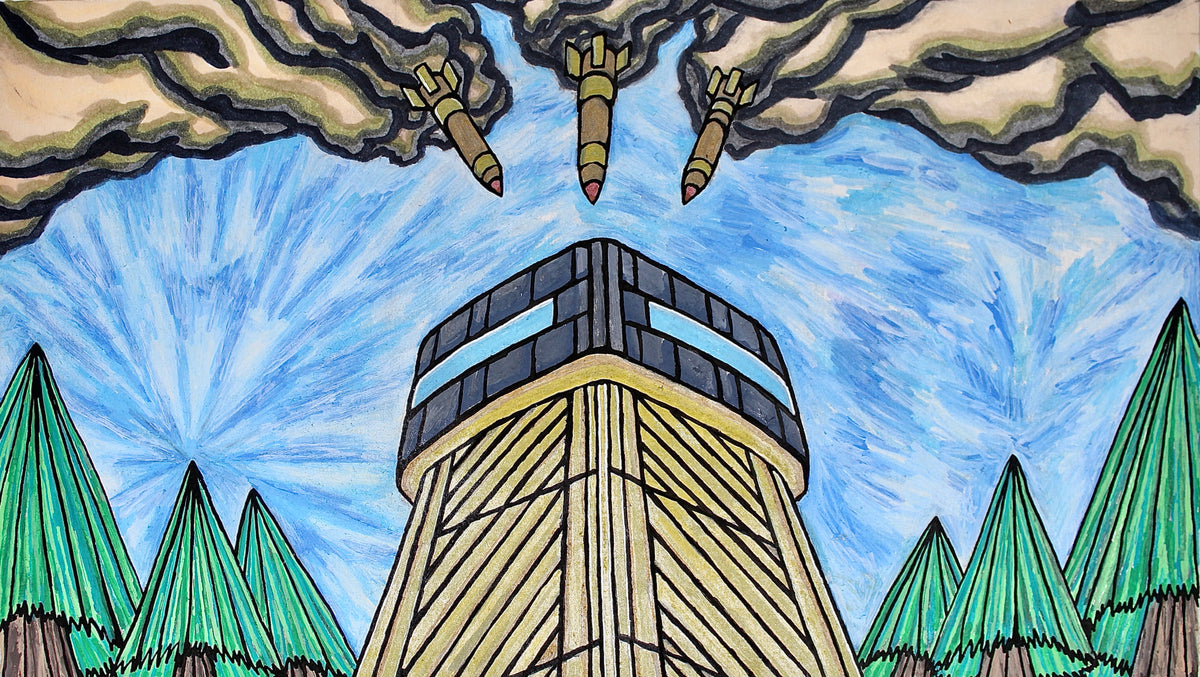 "Armored Base Missile Strike" Original Painting – Reid's Into Art